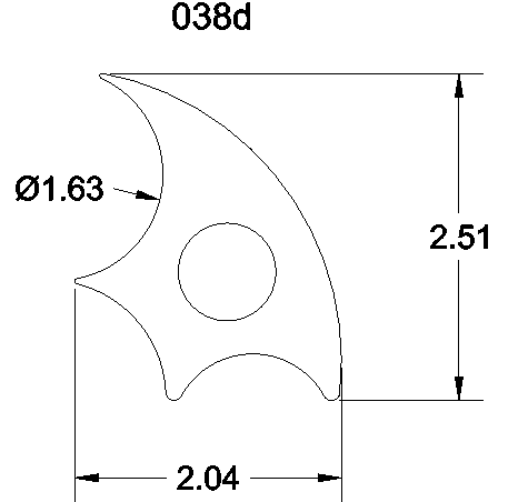 TAB 038d PROJACK 1.625 NOTCHED CHASSIS TAB CIRCLE EXTENDED