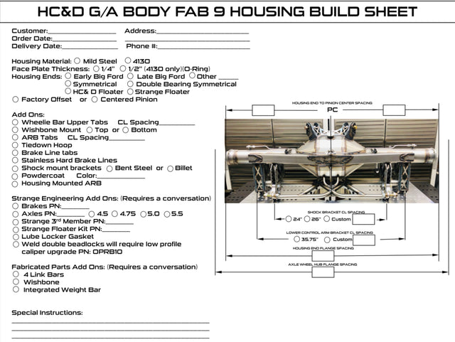 HC&D Custom Built Rear End Housings